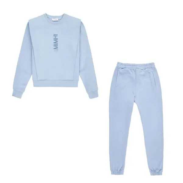 MIMHÍ MAISON Shoulder Pad Sweatshirt & Jogger Co-ord Set – Baby - Blue