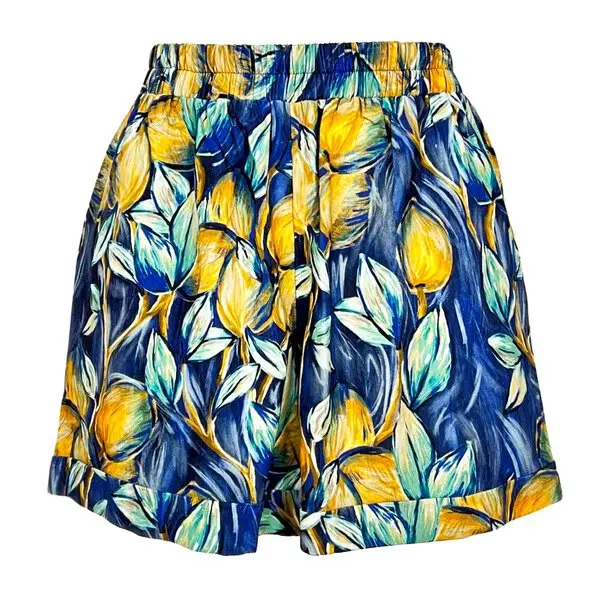 L2R THE LABEL Green / Blue / Yellow Blue And Yellow Linen Boxer Shorts - Green/blue/yellow