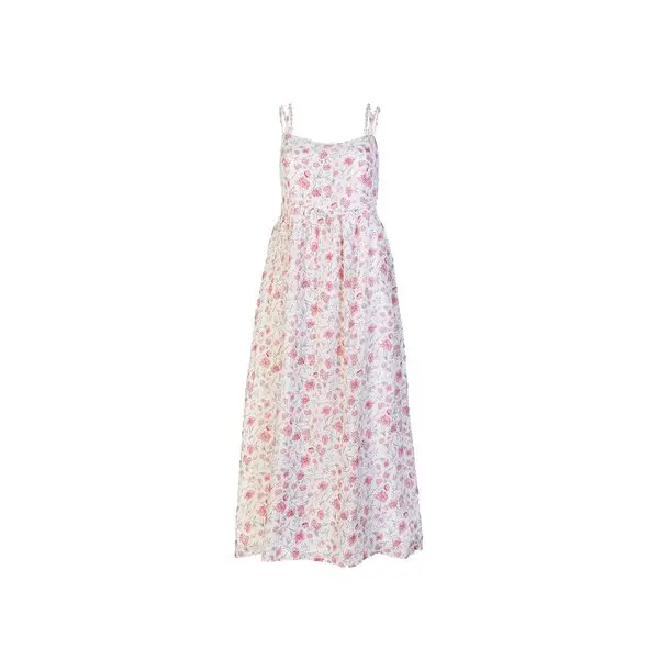 REISTOR Strappy Gathe Petal Fusion Midi Crepe Dress - Red
