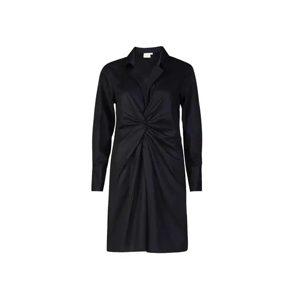 REISTOR Front Twist Cotton Dress - Black