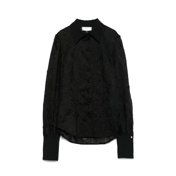 NISSA Embroidered Lyocell Shirt - Black