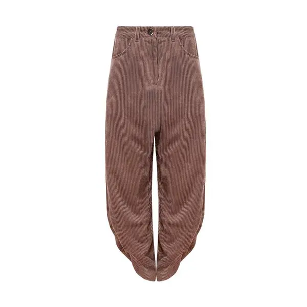 MANDRAGORA Loose Cut Corduroy Trousers Barro Cappuccino - Brown