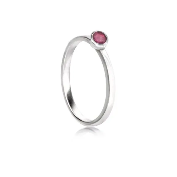 THE JEWELLERY STORE LONDON Silver / Red July Birthstone Stackable Ring With Genuine Ruby In Sterling Silver - Silver/red