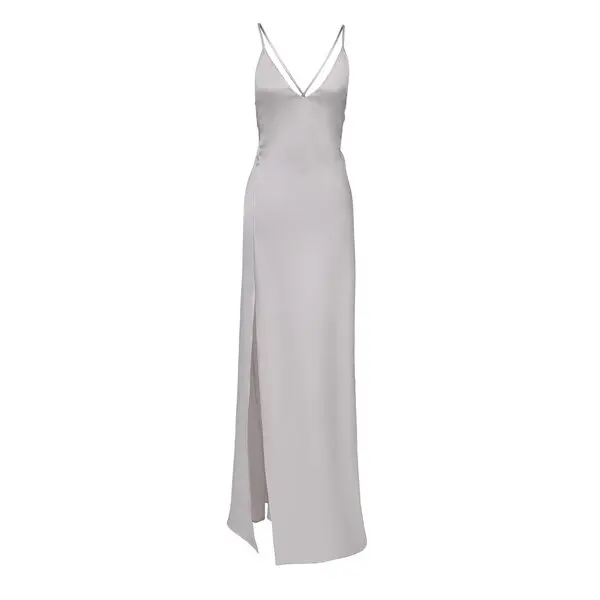 ANSE VICTORIN Elissa Slip Silk Dress Pearl - Grey
