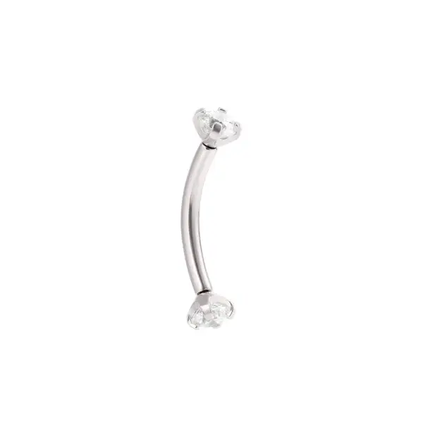VANCHI Crystal Titanium Rook Barbell In Platinum - Silver
