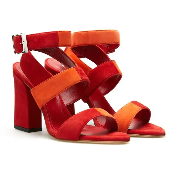 ROSAMUND MUIR LONDON Orange / Red Stefana Sole Heel Sandals - Orange/red