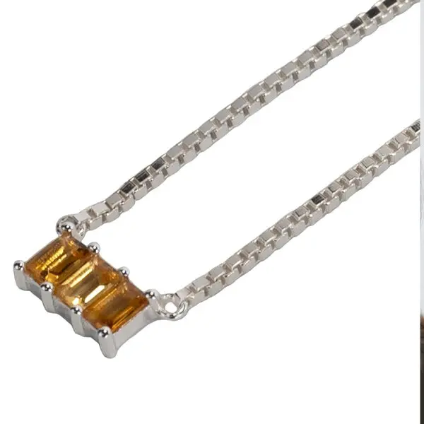 NASI SILVER Kadima Baguette Necklace- Citrine- Silver - Orange