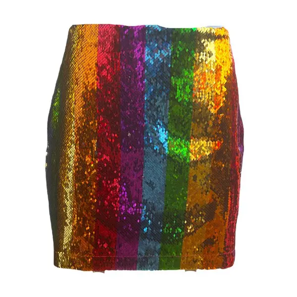 ANY OLD IRON Rainbow Sequin Skirt - Gray