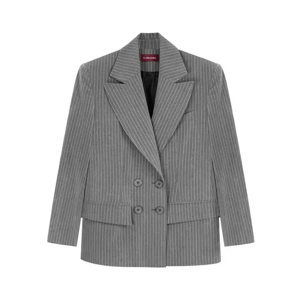 MANDRAGORA Double Breasted Striped Blazer Gante - Grey