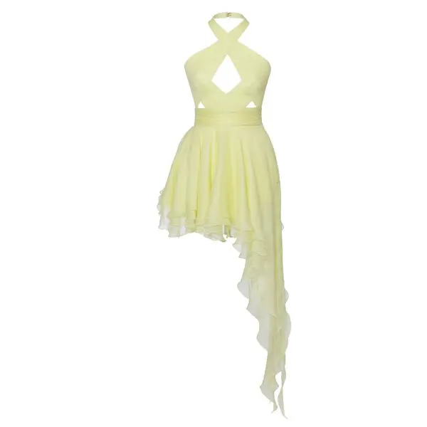 ANSE VICTORIN Pantha Silk Dress Lime - Green