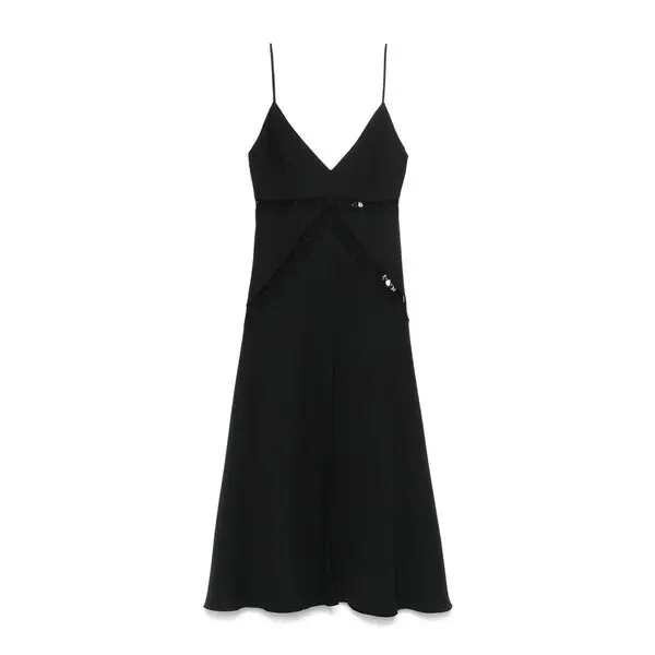 NISSA Lace-insert Midi Dress - Black