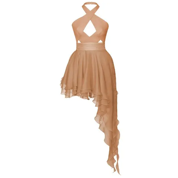 ANSE VICTORIN Neutrals Pantha Silk Dress Nude - Brown