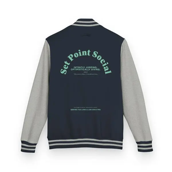 ANCHOR & CREW Blue / Grey Navy Blue & Heather Grey Set Point Social Volleyball Club League Cotton Varsity Letterman - Blue/grey