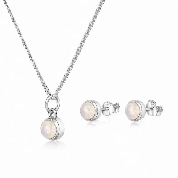 THE JEWELLERY STORE LONDON Sterling Silver Moonstone Jewellery Set - White/silver