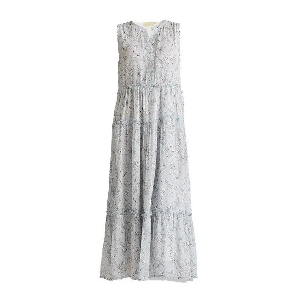 REISTOR Perfect Resort Maxi Crepe Dress In Florals - Blue