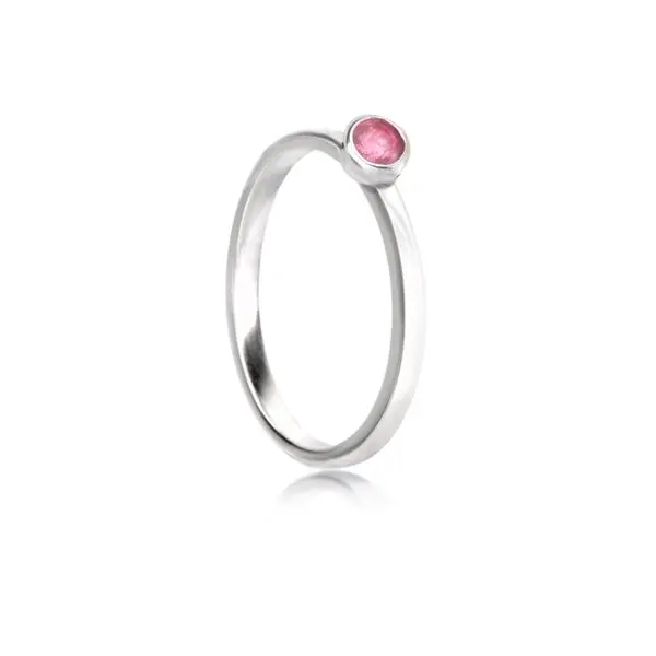 THE JEWELLERY STORE LONDON Silver / Pink October Birthstone Stackable Ring With Pink Tourmaline Gemstone In Silver - Silver/pink
