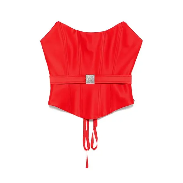NISSA Taffeta Corset Top - Red