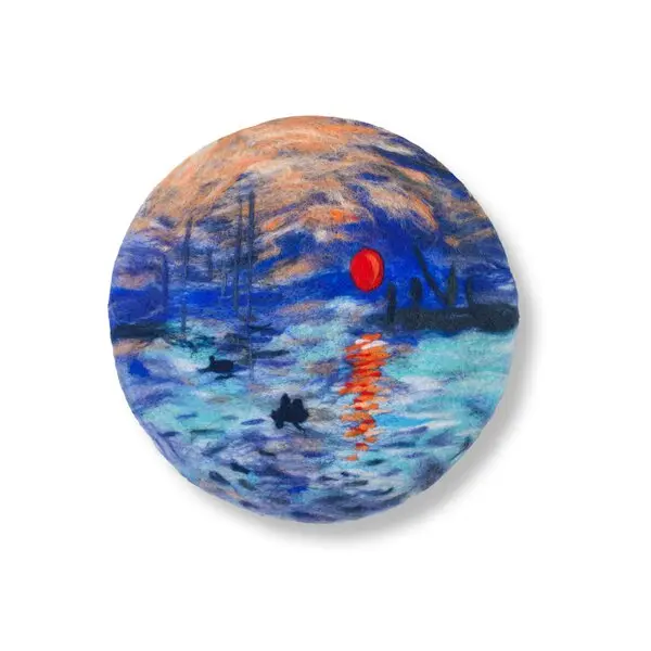 HEARTFELT LAYERS Monet Impression Sunrise Hand Felted Wool Beret - Blue