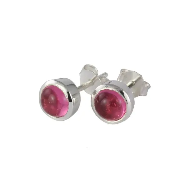 THE JEWELLERY STORE LONDON Silver / Orange October Birthstone Earring Studs- Pink Tourmaline Gemstone In Silver - Silver/orange