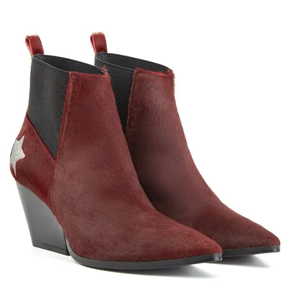 ROSAMUND MUIR LONDON Felixa Burgundy Calf Hair With Silver Star Ankle Boots - Red