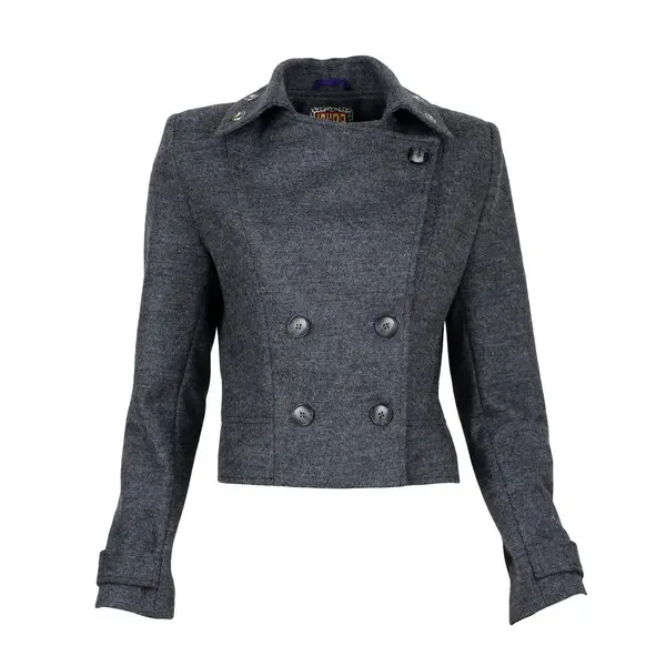 LALIPOP DESIGN Medium Wool Blend Colorful Eyelet Short Coat - Grey