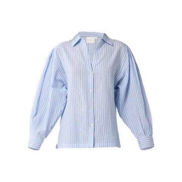 REISTOR Striped Shirt With Long Balloon Sleeves - Blue