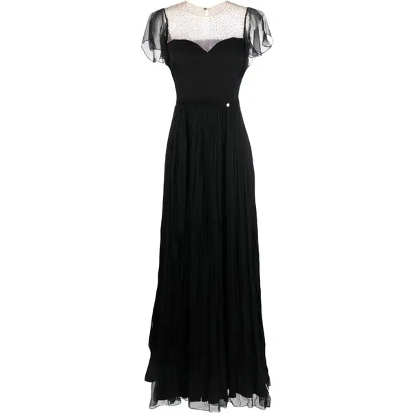 NISSA Crystal-embellished Silk Dress - Black