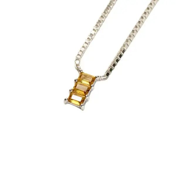 NASI SILVER Baguette Nahar Necklace- Citrine, Silver - Orange