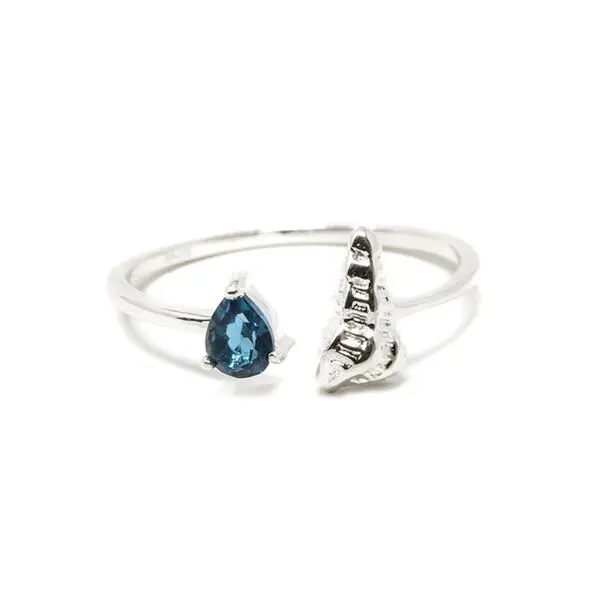 NASI SILVER Shell Sedef Ring- Topaz, Silver - Blue