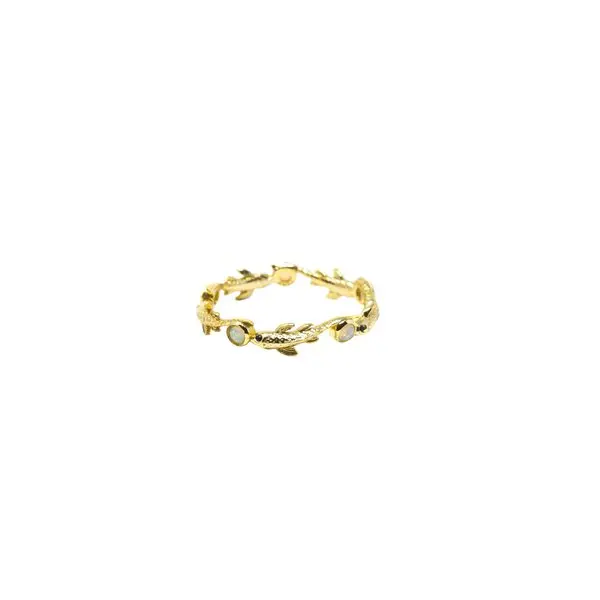 NASI SILVER Eternity Neshama Fish Band- Opal, Gold - White
