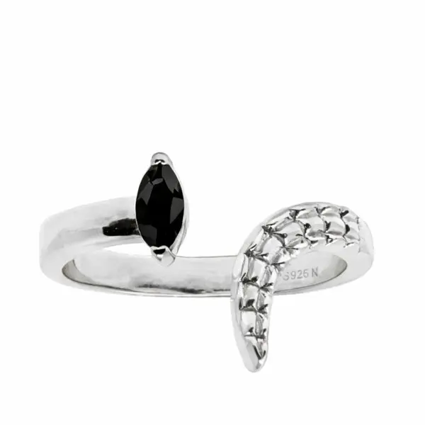 NASI SILVER Croctail Marquise Ring- Onyx- Silver - Black