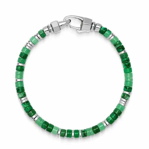 NIALAYA JEWELRY Green / Silver Green Aventurine Heishi Bracelet - Green/silver