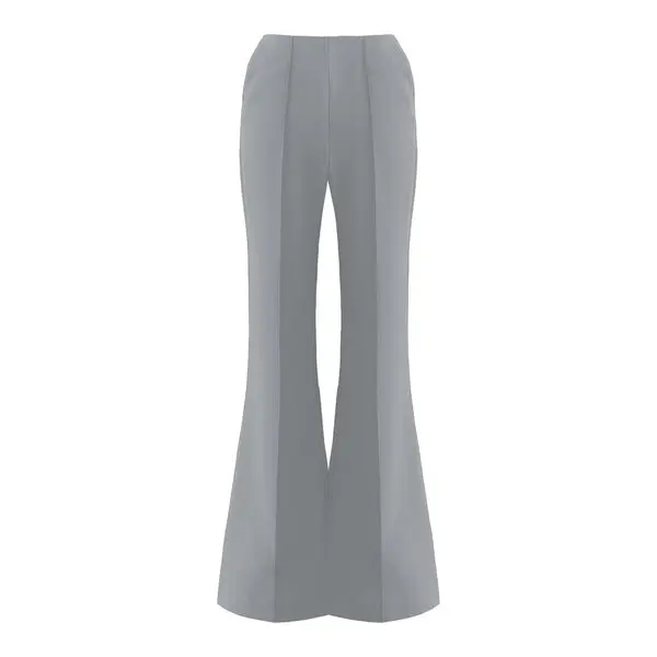 SOLGO ATELIER Jessica Fit And Flare Crepe Pant With Pintuck Detail In Space Gray - Grey