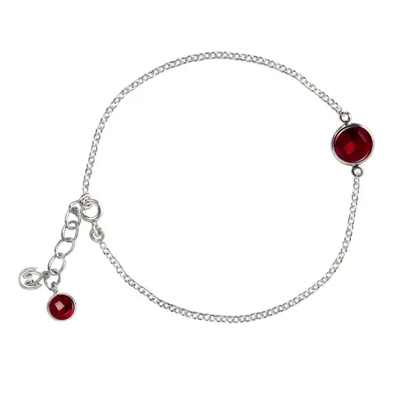 THE JEWELLERY STORE LONDON Silver / Red Garnet Chain Bracelet In Sterling Silver - Silver/red
