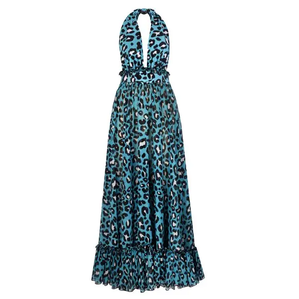 NUR KARAATA Saponaria Leo Beach Dress - Blue