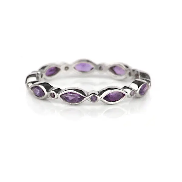 THE JEWELLERY STORE LONDON Eternity Band With Amethyst In Sterling - Silver