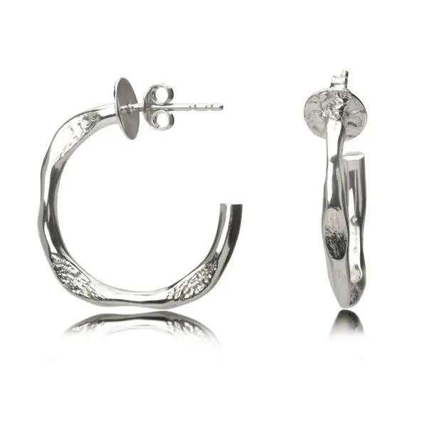 THE JEWELLERY STORE LONDON Hammered Hoop Stud Earrings In Sterling - Silver