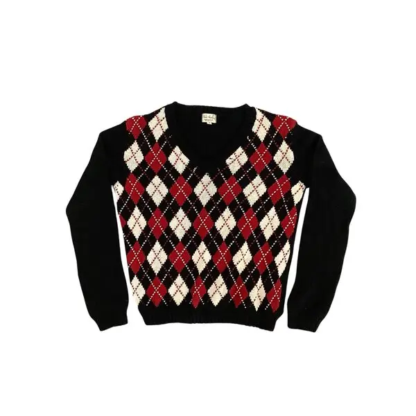 Pink Haley Nancy Argyle Knit Sweater - Black