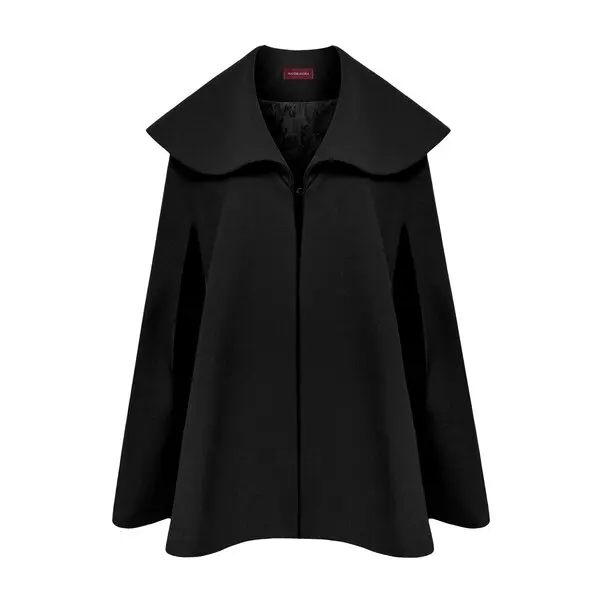 MANDRAGORA Wool Cape Sorte - Black