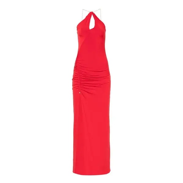 NISSA Open-back Jersey Midi Dress - Red