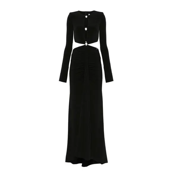 NISSA Open-back Jersey Midi Dress - Black