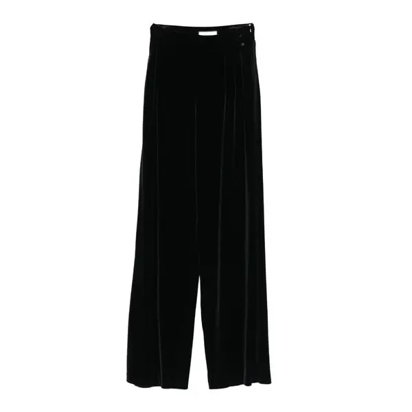 NISSA High-waisted Velvet Pants - Black