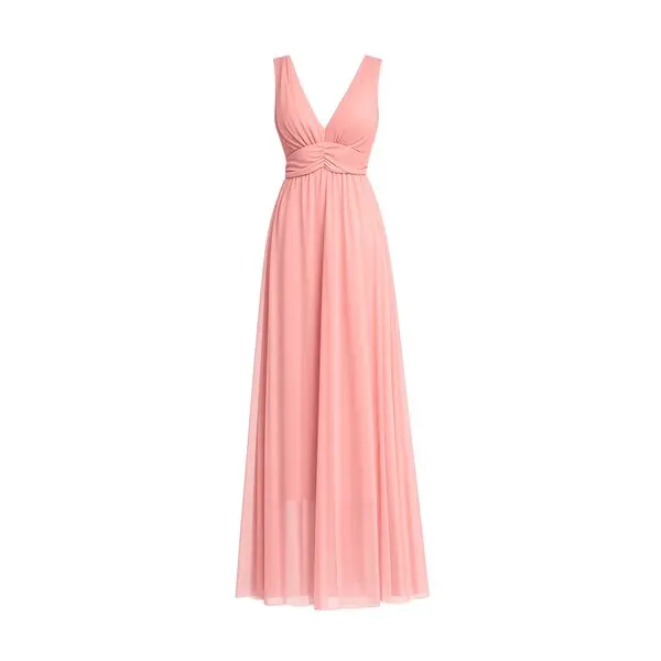 TANTRA SPAIN SL Long Tulle Dress With Straps, Pleated Waist, And Flared Skirt - Pink
