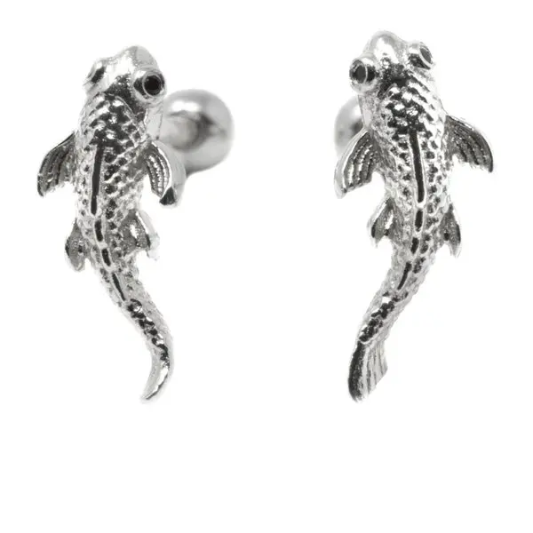 NASI SILVER Fish Neshama Studs - Silver