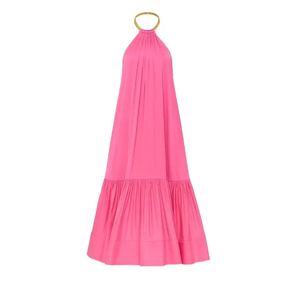 NISSA Open-back Satin Maxi Dress - Pink
