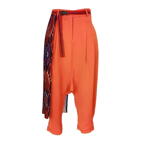 LALIPOP DESIGN Baggy Pants With Detachable Pleated Half-skirt - Orange