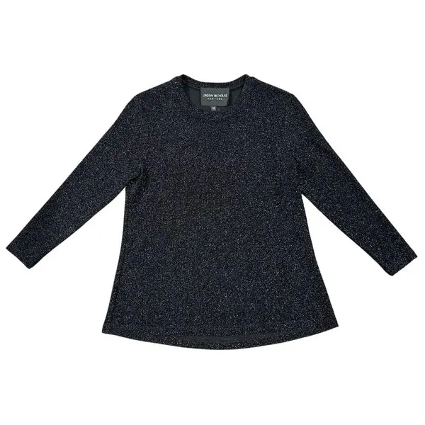 LINDSAY NICHOLAS NEW YORK Disco Glitter Bracelet Sleeve Top - Black