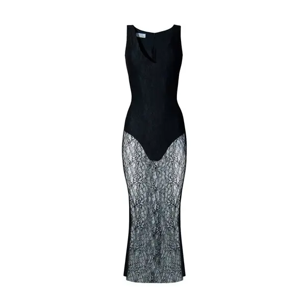 VESTIAIRE D'UN OISEAU LIBRE Lace Midi Dress - Black