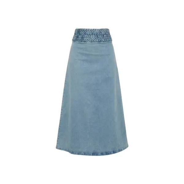 ESTHER SAADIA Elizabeth Highwaisted Braided Stretch Denim Skirt - Blue