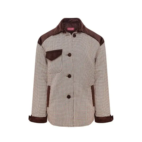 MANDRAGORA Oversized Houndstooth Jacket Retto - Brown